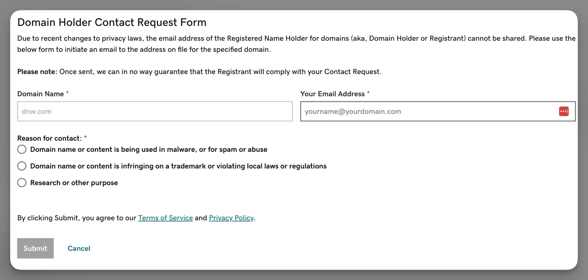 ICANN says GoDaddy's Whois contact form is OK - Domain Name Wire ...