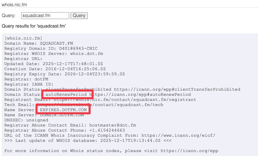 Oh, irony: expired domain snafu strikes during domain podcast recording ...